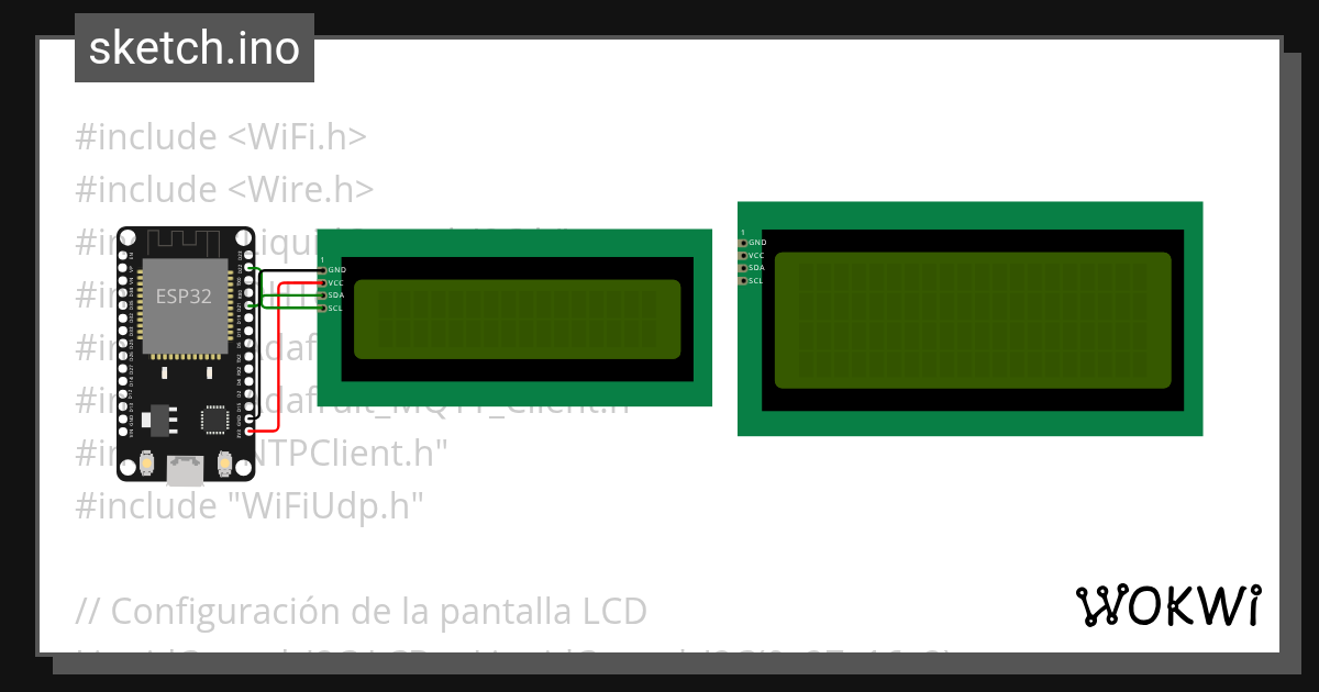 tiempo 2 pantalla lcd - Wokwi ESP32, STM32, Arduino Simulator