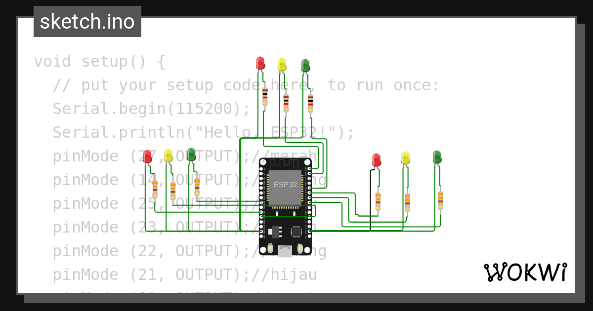 Trafik Light Wokwi Esp32 Stm32 Arduino Simulator