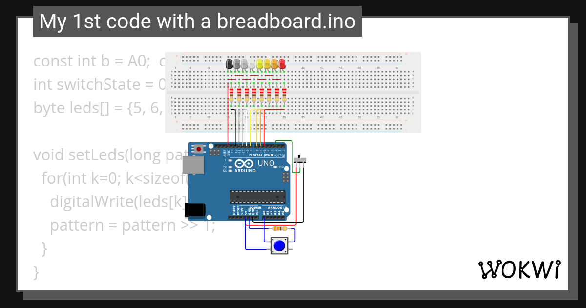 LED with Brad board - Wokwi ESP32, STM32, Arduino Simulator