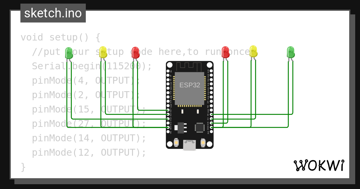 Traffic Light Wokwi Esp32 Stm32 Arduino Simulator