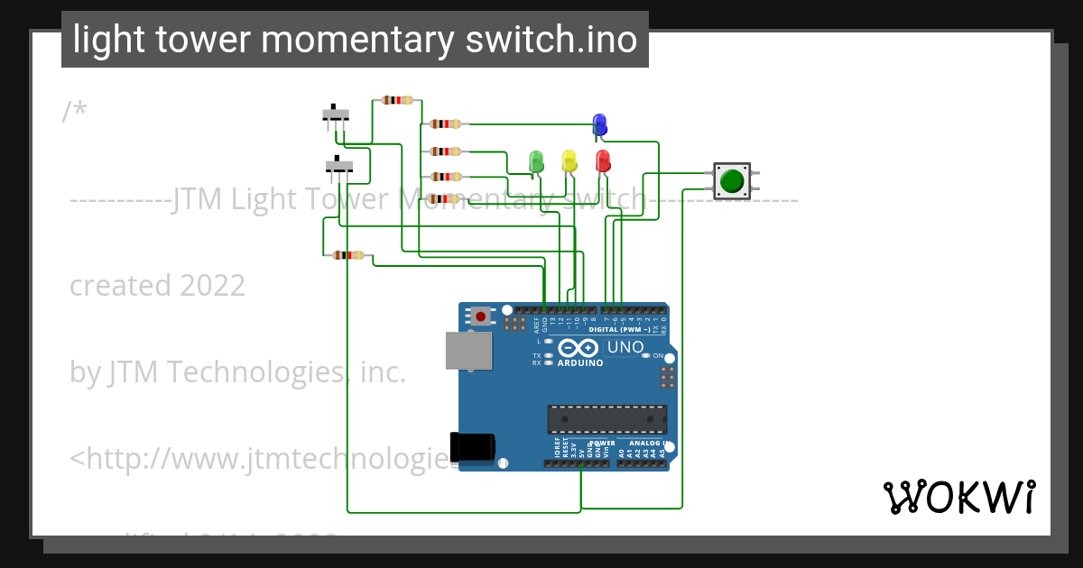 light tower momentary switch.ino Copy - Wokwi ESP32, STM32, Arduino Simulator
