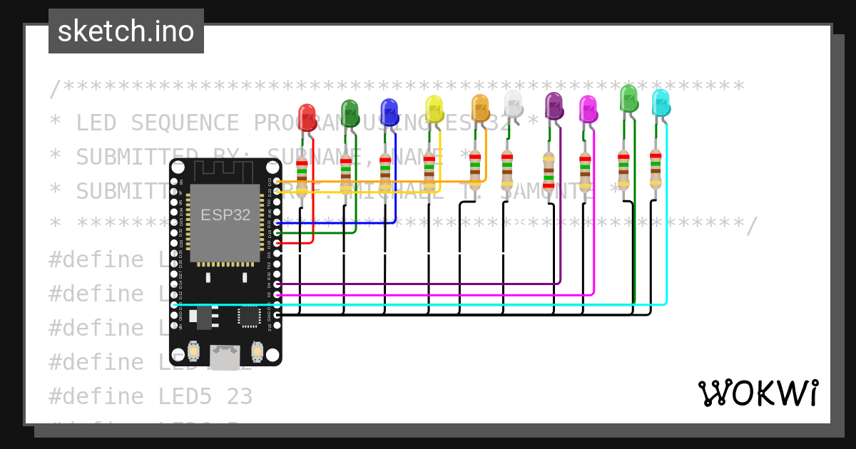 Led Sequence Wokwi Esp32 Stm32 Arduino Simulator 0666