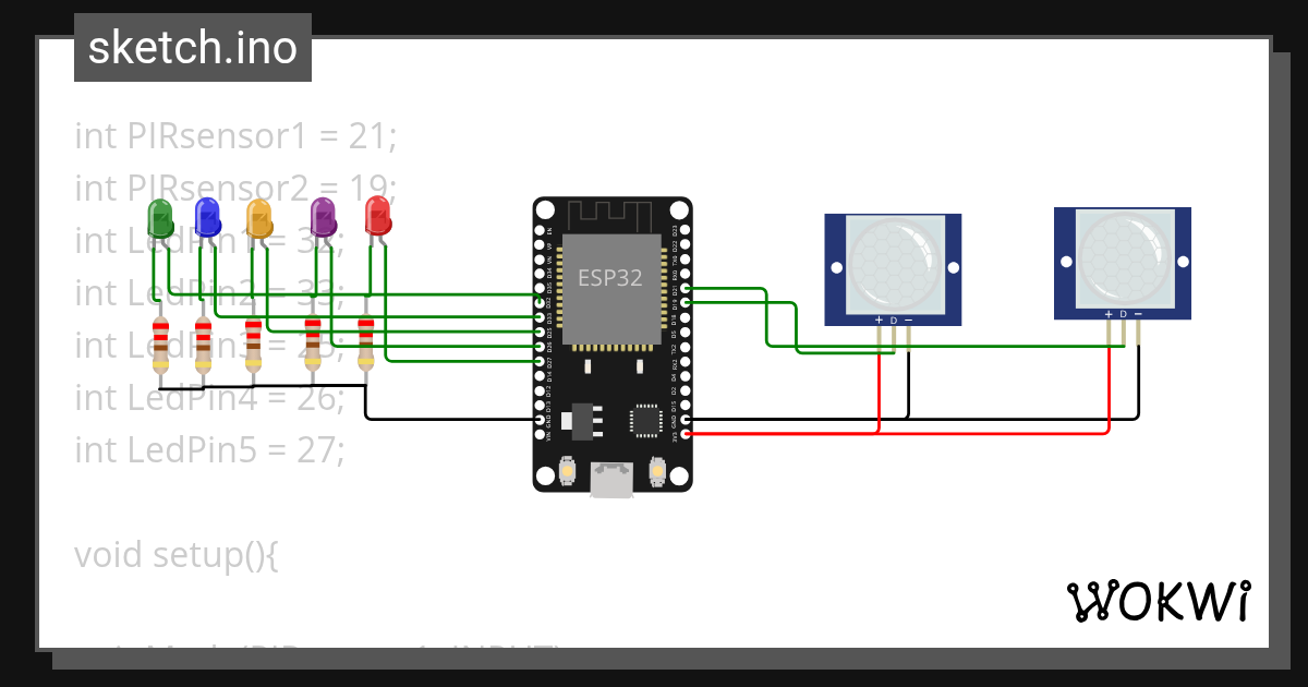 esp 32 pir sensor - Wokwi ESP32, STM32, Arduino Simulator