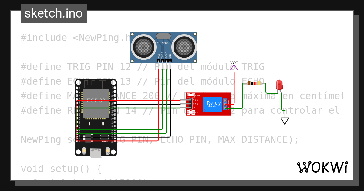 Esp32 Rele Ultrasonico Led Wokwi Esp32 Stm32 Arduino Simulator