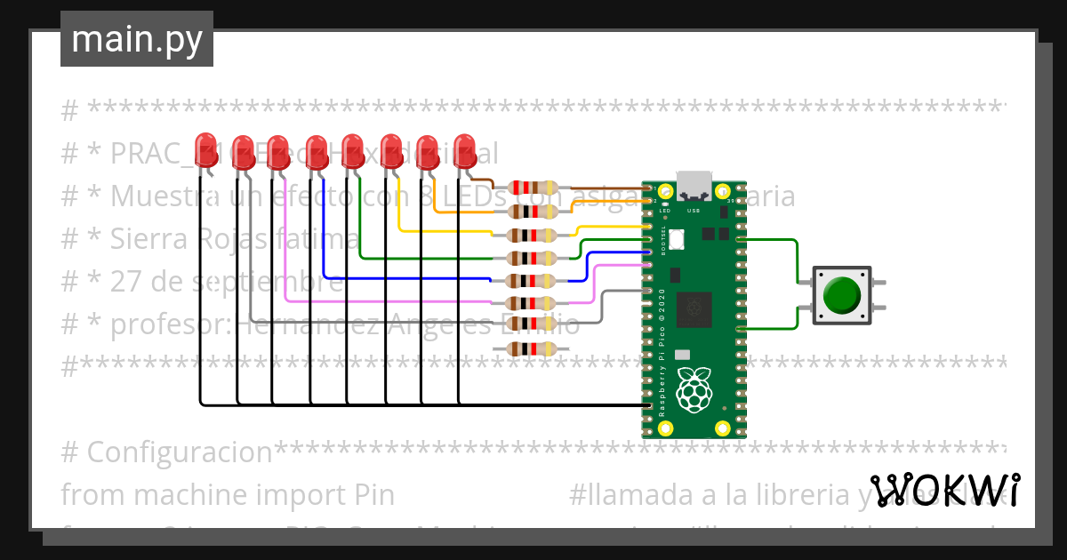 PRAC_01C Efecto hexadecimal E05 - Wokwi ESP32, STM32, Arduino Simulator