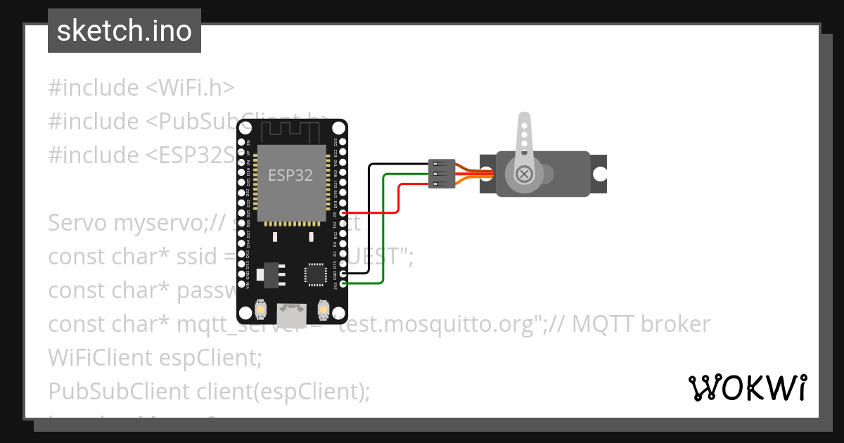 ESP32 Servo MQTT - Wokwi ESP32, STM32, Arduino Simulator