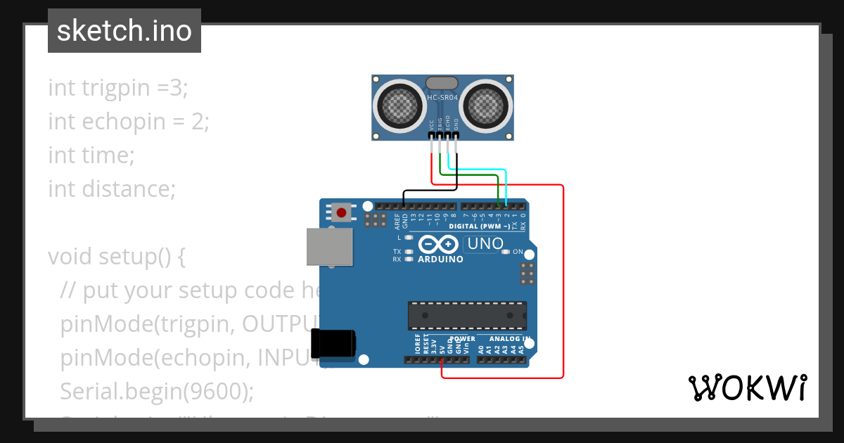 282 - ultrasonic sensor - Wokwi ESP32, STM32, Arduino Simulator