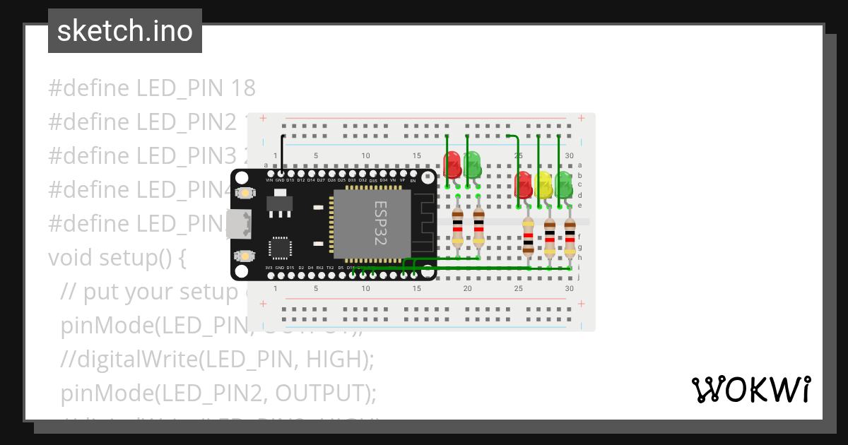 traffic lights - Wokwi ESP32, STM32, Arduino Simulator