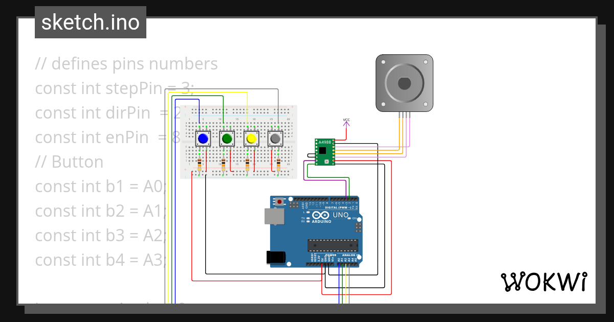 Stepper 2 Button B - Wokwi ESP32, STM32, Arduino Simulator