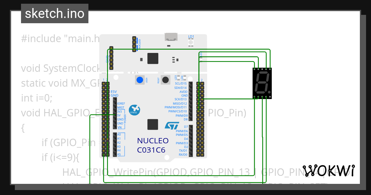 afficheur 7seg - Wokwi ESP32, STM32, Arduino Simulator