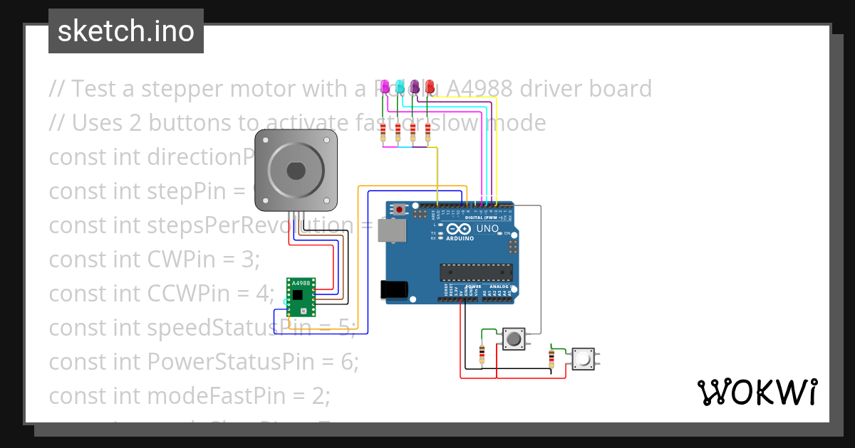 Motor paso a paso - Wokwi ESP32, STM32, Arduino Simulator