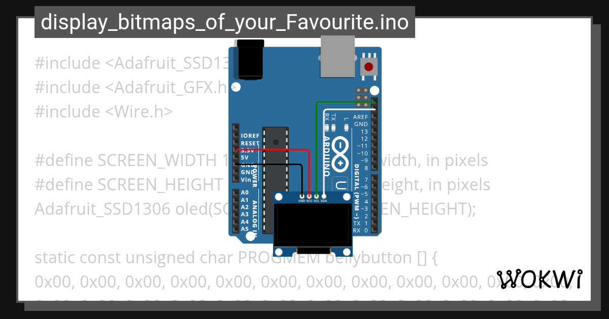 Display your own Bitmap on OLED - Wokwi ESP32, STM32, Arduino Simulator