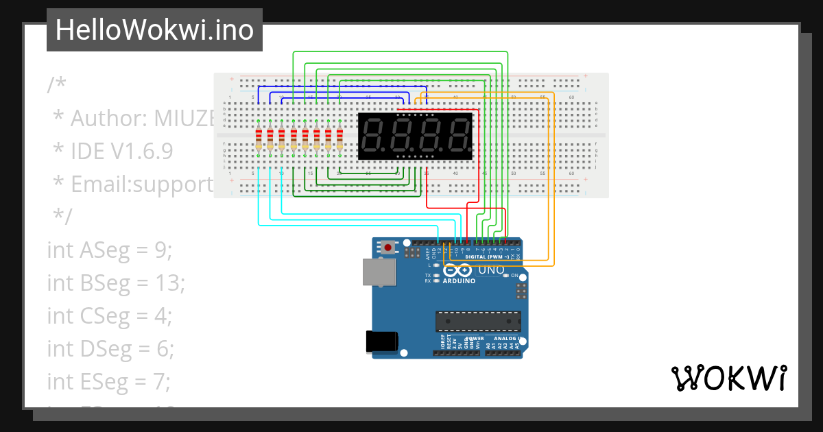4x7 Seg Display - Wokwi ESP32, STM32, Arduino Simulator