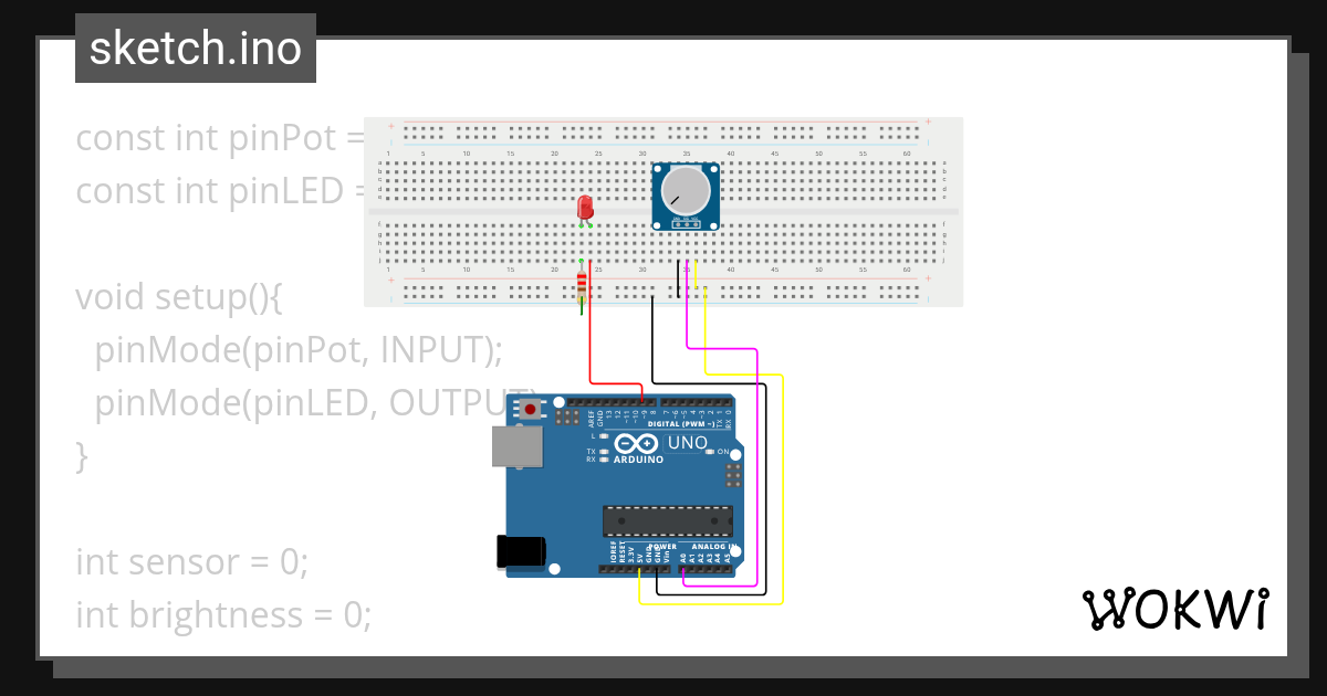Menyalakan LED Dengan Trimpot STD - Wokwi ESP32, STM32, Arduino Simulator Menyalakan LED Dengan Trimpot STD - Wokwi ESP32, STM32, Arduino Simulator