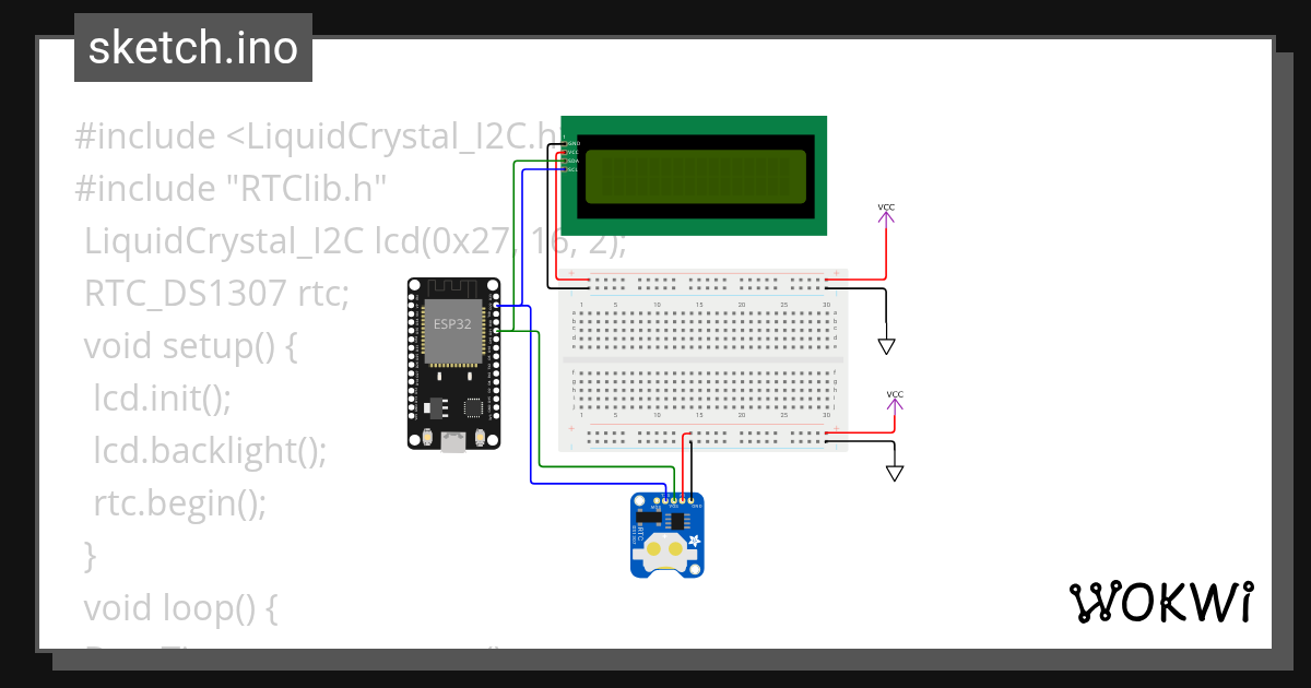 ESP32 LCD RTC - Wokwi ESP32, STM32, Arduino Simulator