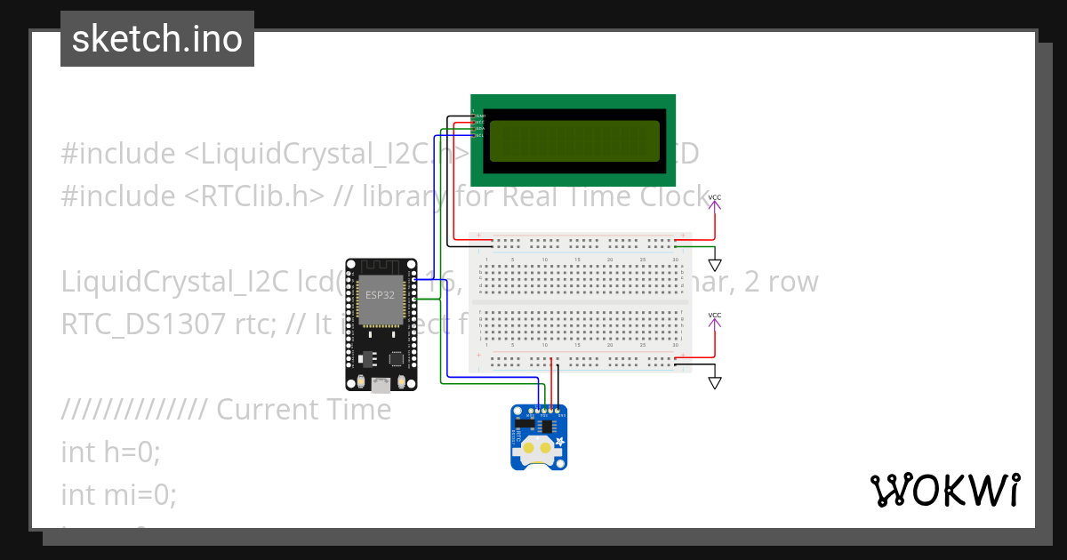 ESP32 LCD RTC - Wokwi ESP32, STM32, Arduino Simulator