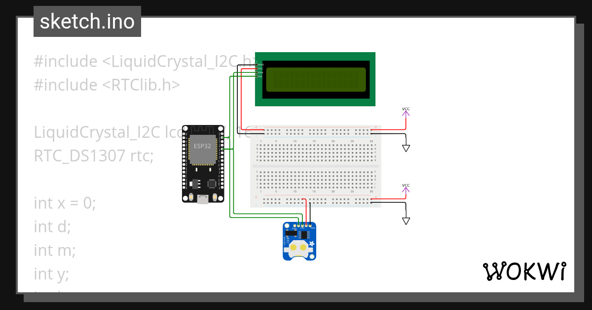 esp32 lcd rtc - Wokwi ESP32, STM32, Arduino Simulator