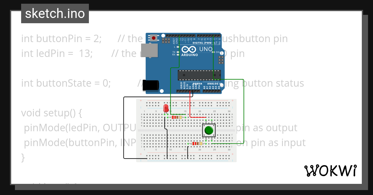 1 led's switch with delay - Wokwi ESP32, STM32, Arduino Simulator
