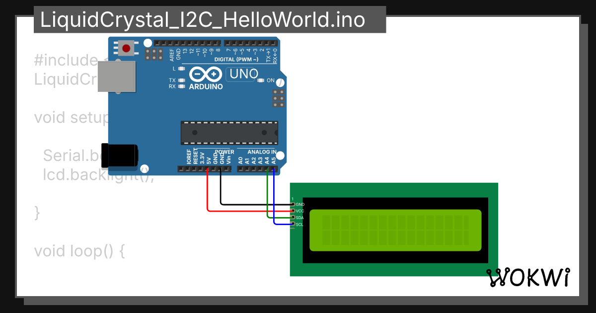 LCD I2C setup gwc - Wokwi ESP32, STM32, Arduino Simulator