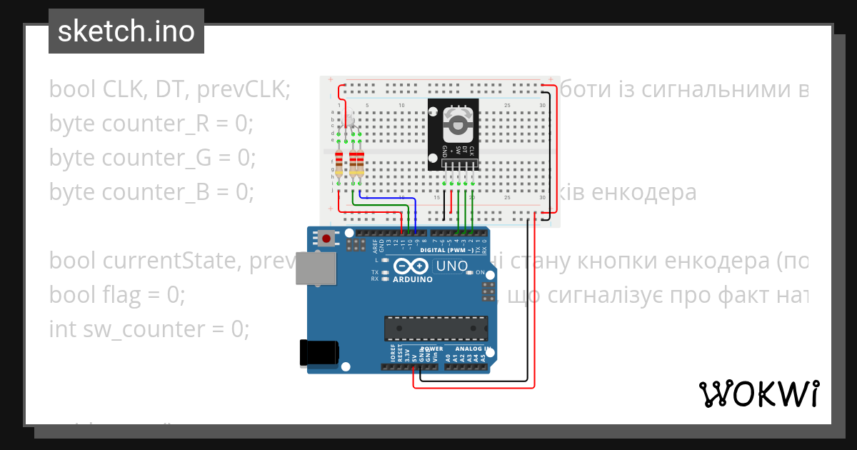 RGB LED + Encoder - Wokwi ESP32, STM32, Arduino Simulator