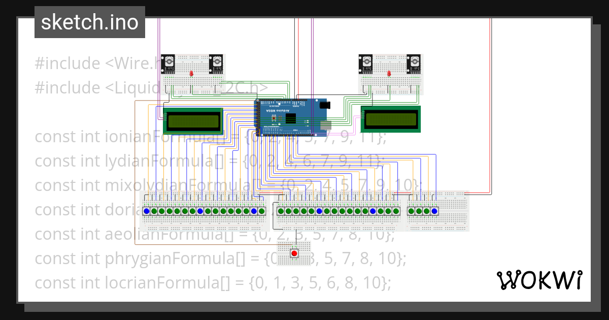 admega project (both screens on, left screen responds to encoders, note 1-7 respond) - Wokwi ...