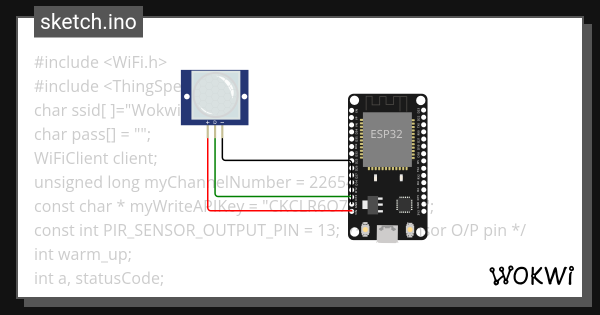 ESP WITH PIR SENSOR - Wokwi ESP32, STM32, Arduino Simulator