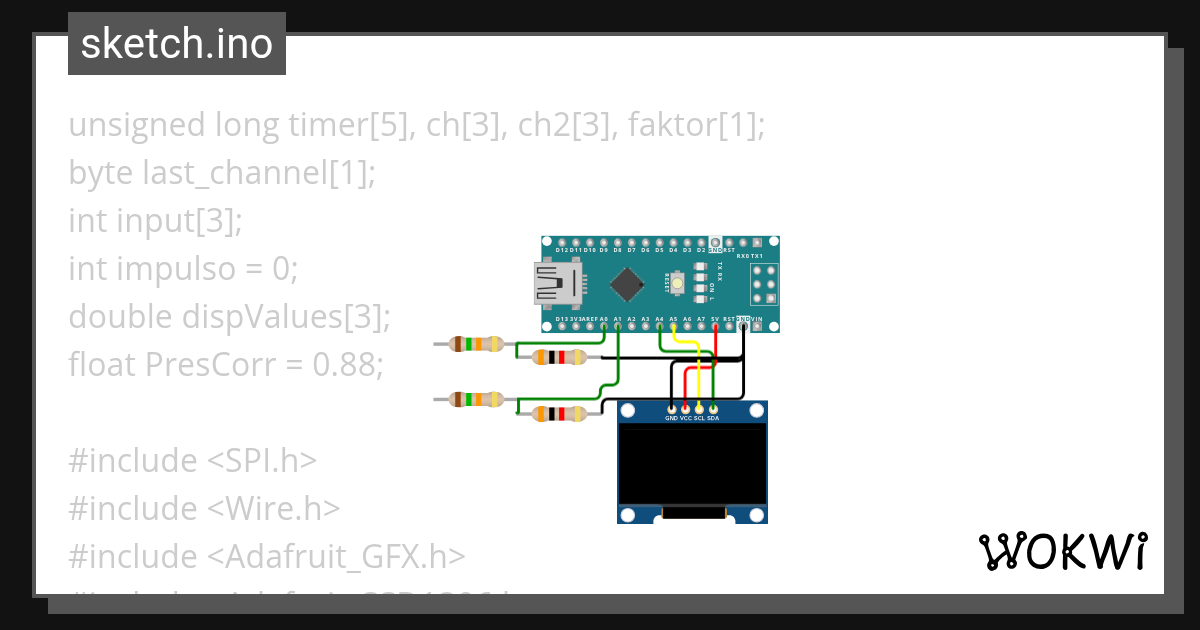 Oil Press - Temp - Volt - AFR - OLED - Wokwi ESP32, STM32, Arduino Simulator