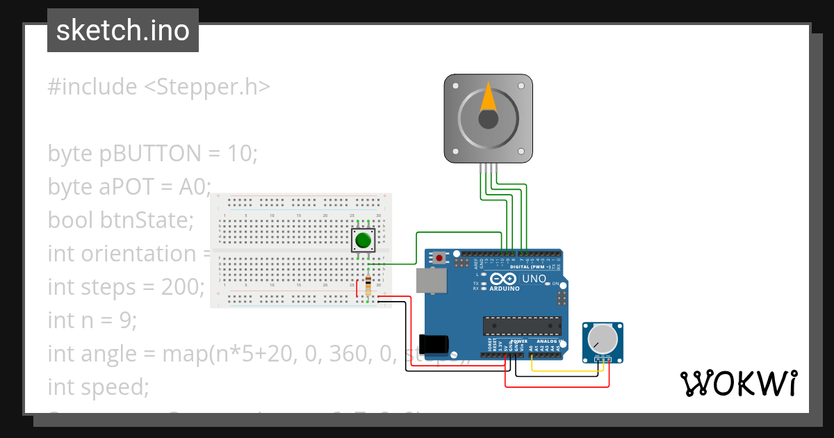 Робота з кроковим двигуном - Wokwi ESP32, STM32, Arduino Simulator