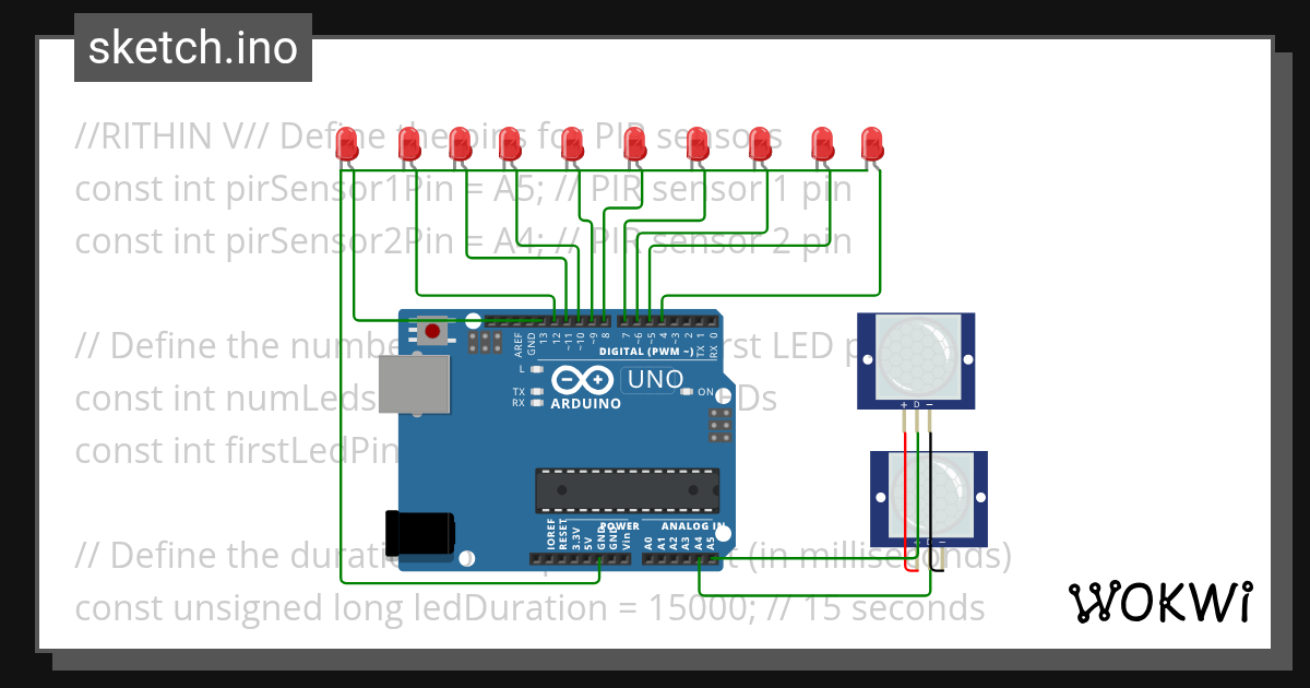 staircase lighting - Wokwi ESP32, STM32, Arduino Simulator