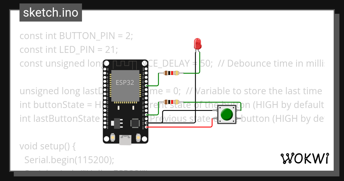 ESP32-push button - Wokwi ESP32, STM32, Arduino Simulator