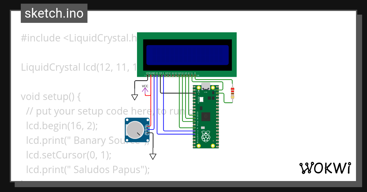 LCD ESTÁNDAR Pi Pico - Wokwi ESP32, STM32, Arduino Simulator