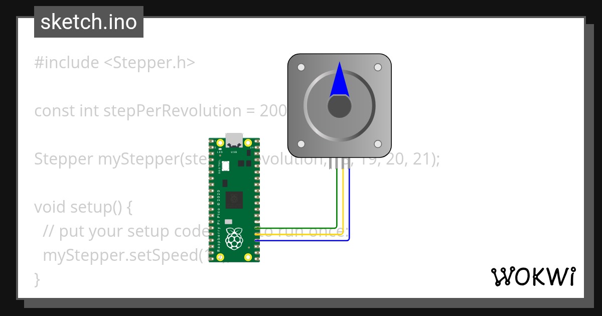 19 Motor a pasos Bipolar con library Stepper.h - Wokwi ESP32, STM32, Arduino Simulator