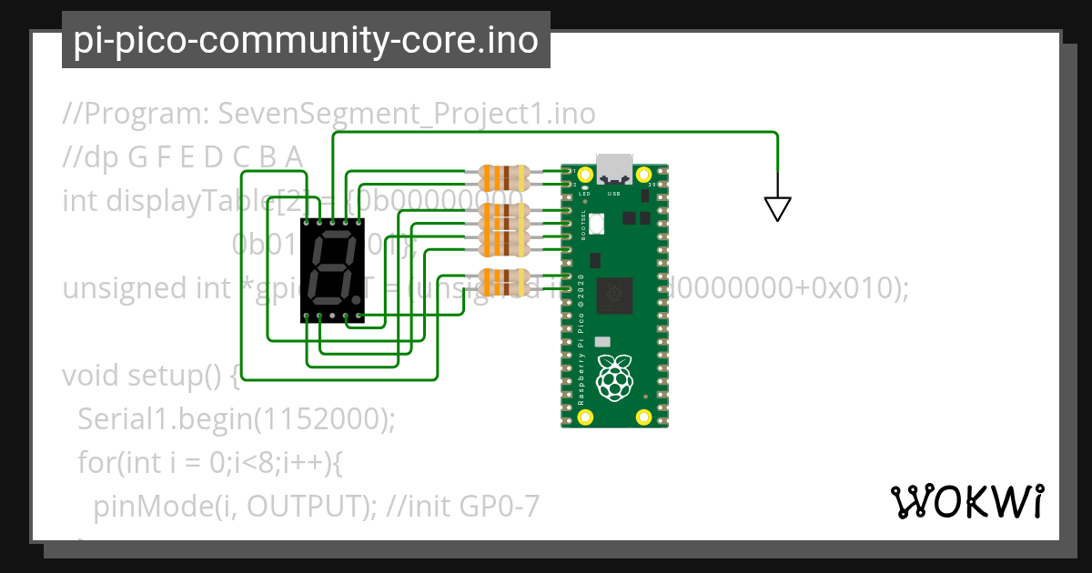 7-segment - Wokwi ESP32, STM32, Arduino Simulator