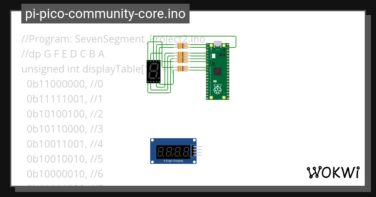 7-segment Copy 0-9 loop - Wokwi ESP32, STM32, Arduino Simulator