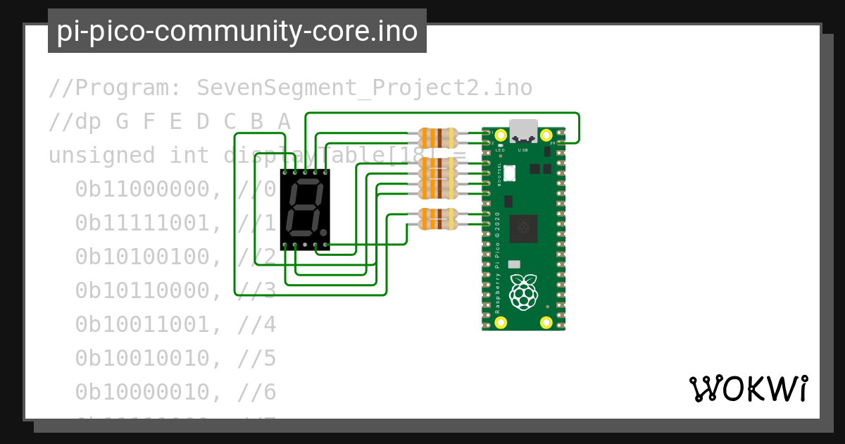 7 Segment P2 0 9 Loop Wokwi Esp32 Stm32 Arduino Simulator 