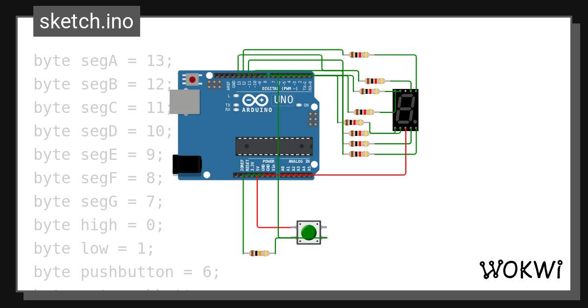 Seven Segment Wokwi Esp32 Stm32 Arduino Simulator 