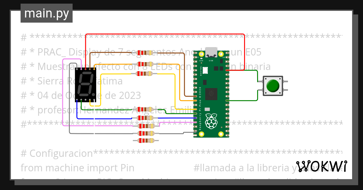 PRAC_02B 7 Segmentos AC - Wokwi ESP32, STM32, Arduino Simulator