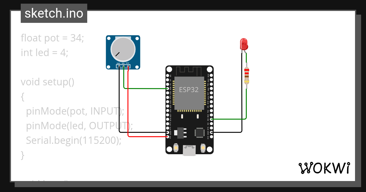 Potenciómetro Wokwi Esp32 Stm32 Arduino Simulator 8019