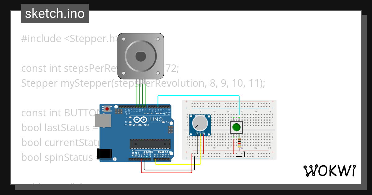 Робота з кроковим двигуном lab_4.2 - Wokwi ESP32, STM32, Arduino Simulator