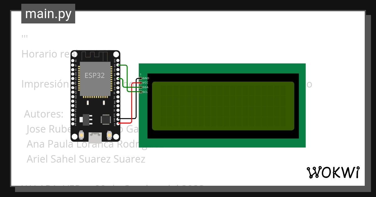 Horario real - Wokwi ESP32, STM32, Arduino Simulator