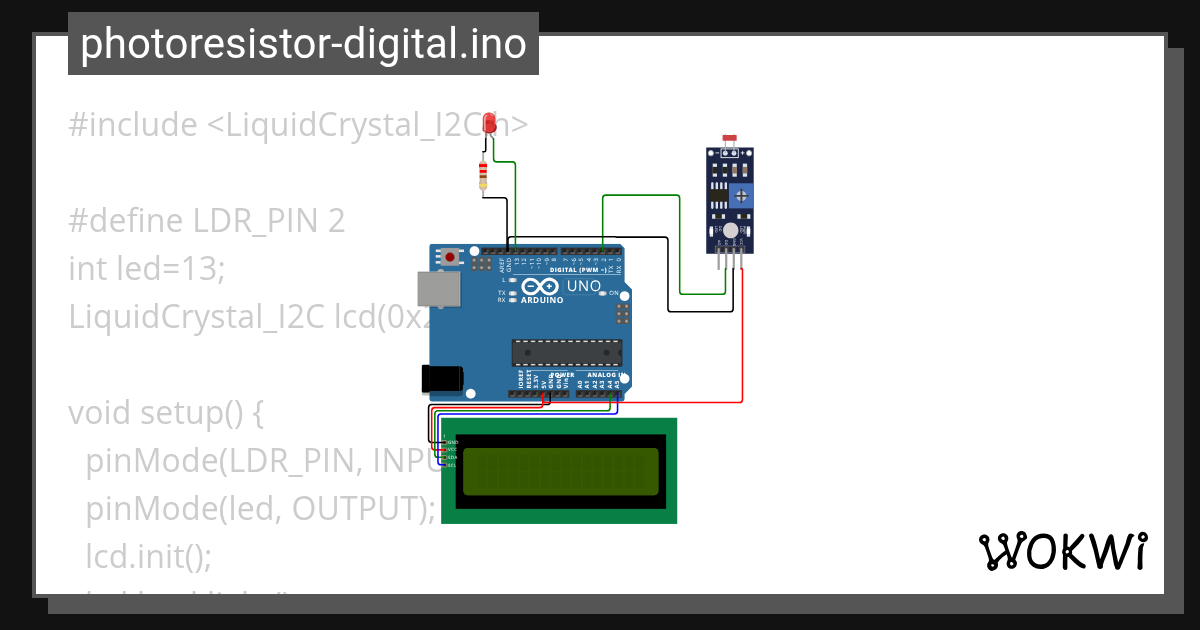 15ldr With Lcd And Led Copy Wokwi Esp32 Stm32 Arduino Simulator
