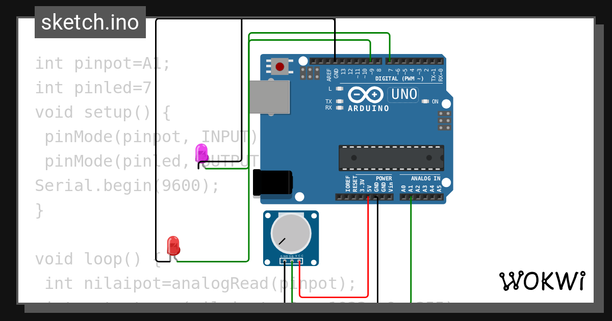 Nilai Potensiometer Wokwi Esp32 Stm32 Arduino Simulator