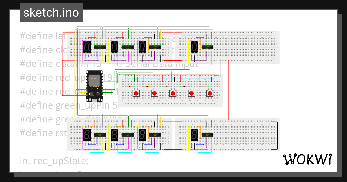 7SEG_74HC595_10INCH - Wokwi ESP32, STM32, Arduino Simulator
