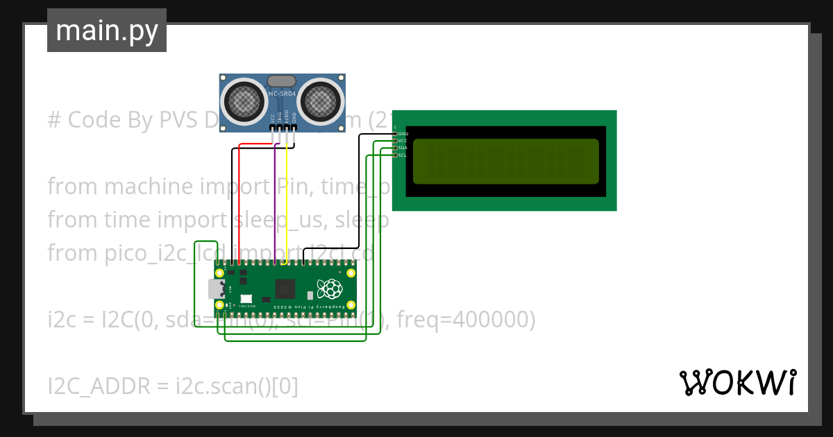 Ultrasonic sensor with LCD assignment Copy - Wokwi ESP32, STM32, Arduino Simulator