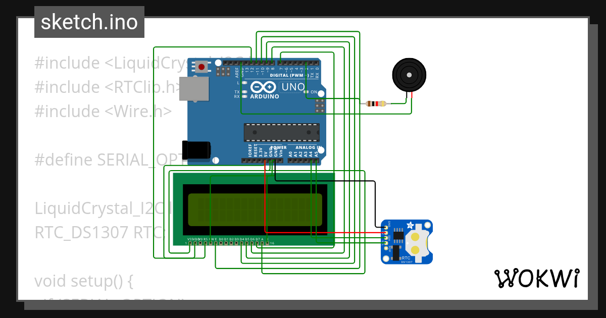 LCD and buzzer - Wokwi ESP32, STM32, Arduino Simulator