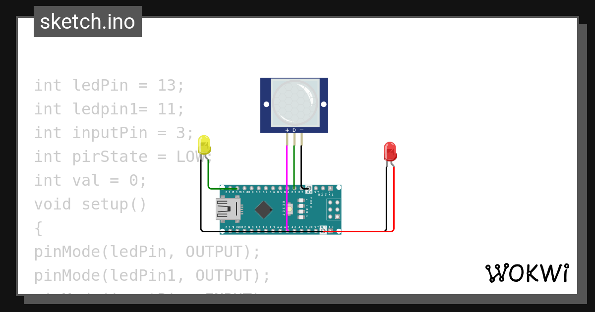 Pir And Led Wokwi Esp32 Stm32 Arduino Simulator 2231