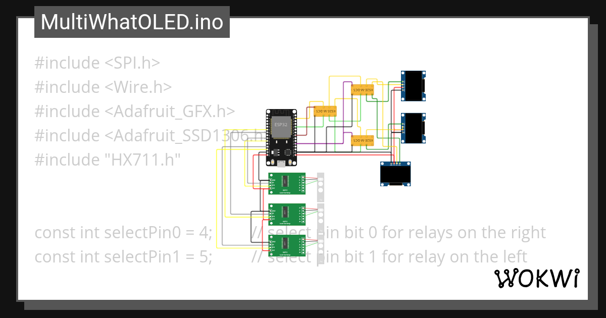MultiWhatOLED.ino - Wokwi ESP32, STM32, Arduino Simulator