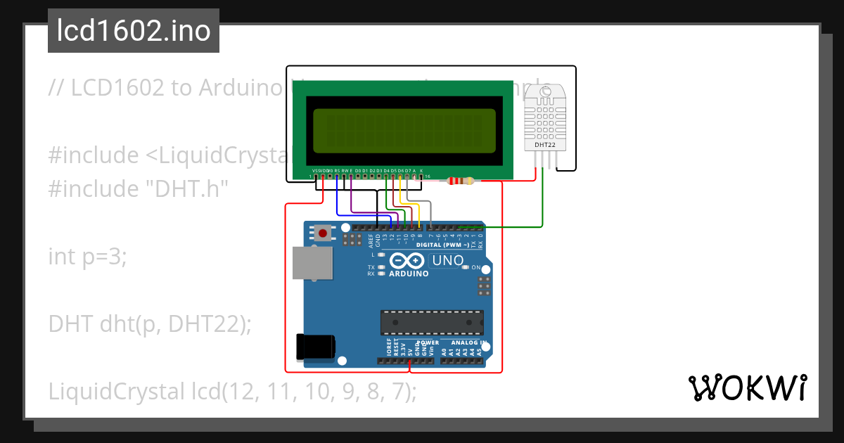14_DHT on LCD Copy - Wokwi ESP32, STM32, Arduino Simulator