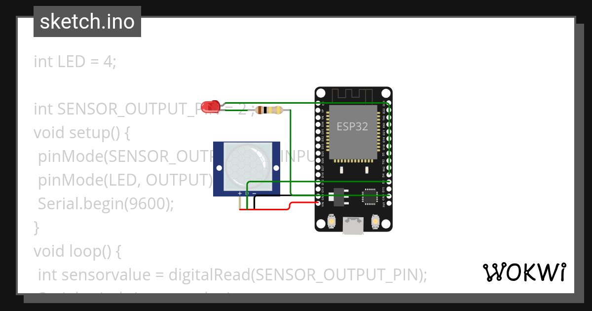 Motion Sensor Wokwi Esp32 Stm32 Arduino Simulator 4567