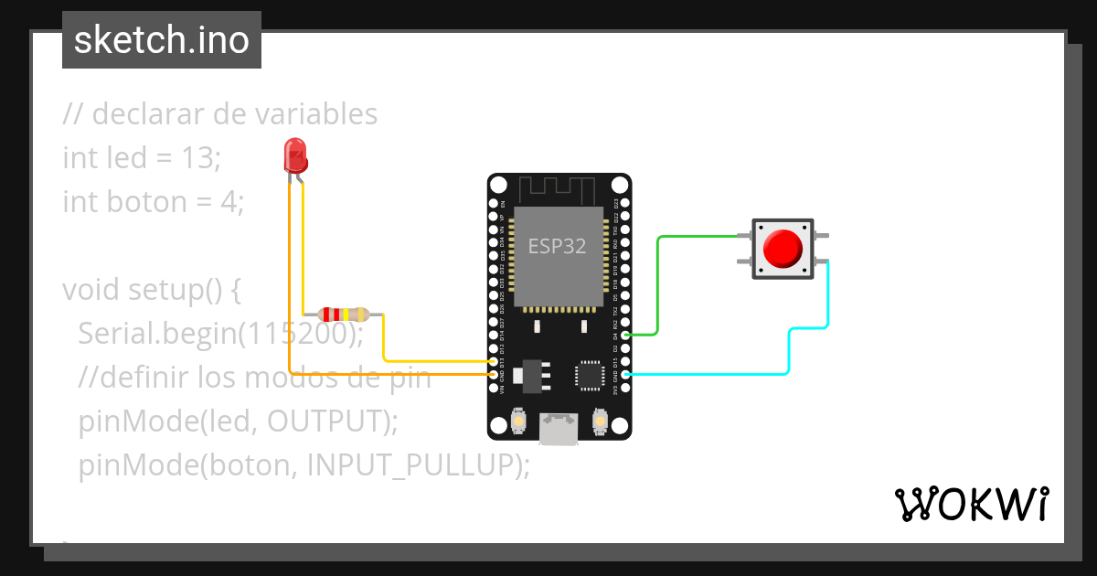 primer ejercicio uni2 - Wokwi ESP32, STM32, Arduino Simulator